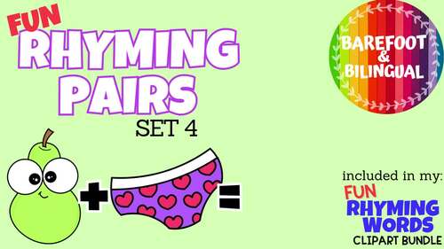 Rhyming Clipart Pairs Set 4 - Fun Rhyming Words Clipart | TPT