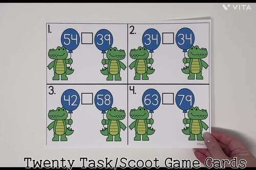 Comparing Numbers to 99 Greater Than Less Than Scoot Game Task Cards ...