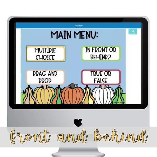 Thanksgiving Spatial Concepts | Front and Behind | Boom Cards™ | TpT