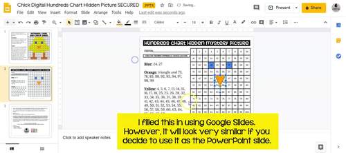 Digital Chick Hundreds Chart Hidden Mystery Picture Math PPT or Slides™