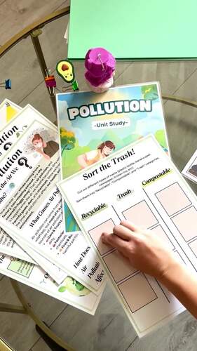 Pollution Unit Study – Types, Causes & Solutions Worksheets (Grades 2–6)