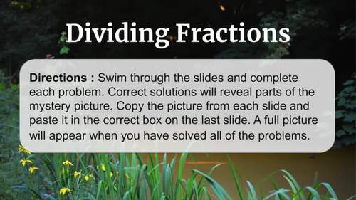 Dividing Fractions | Make-A-Picture Digital Worksheet by Scam Squad Math