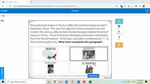Reconstruction in Texas BOOM CARDS for Distance Learning | TpT