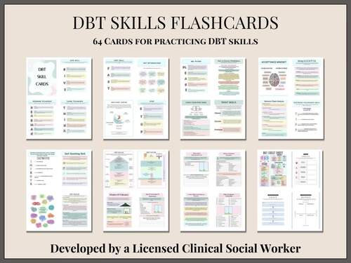 DBT Skills Cards, DBT Coping Skills Flash Cards, Anxiety affirmation cards