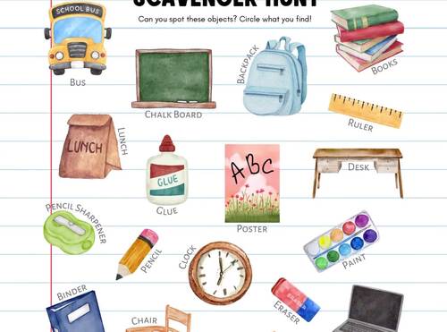 BACK TO SCHOOL Scavenger Hunt, First Day, Ice Breaker, Games, Open House