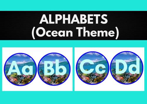 English Alphabets (Ocean Theme) Flash Cards | Bulletin Board Ideas