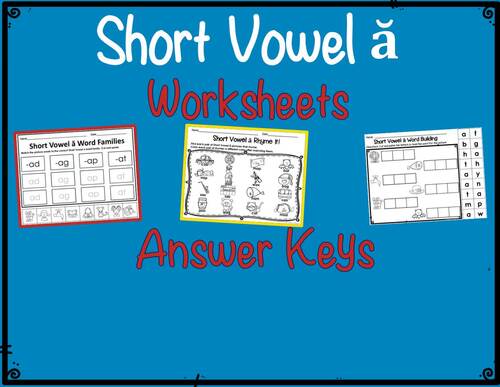 Phonic Worksheets Bundle Set 1 Short Vowels Answer Sheets Included