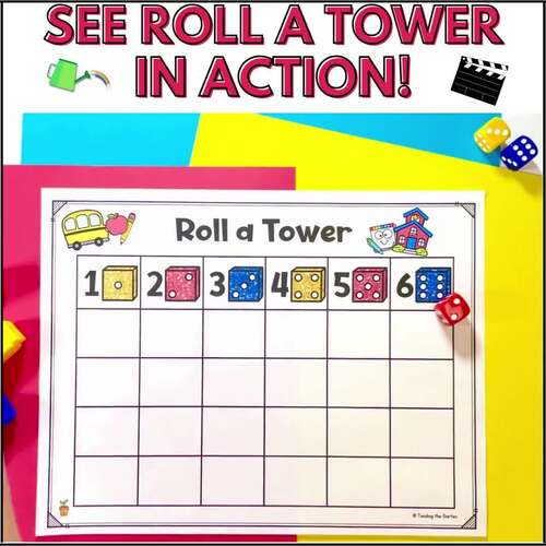 Back to School Differentiated Math Center Game with dice - Roll a Tower
