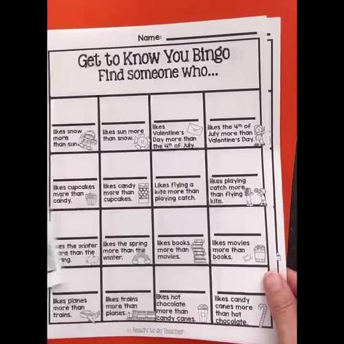 Get to Know You Bingo (This or That) by Ready to go Teacher | TPT