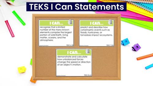 Grades 6-8 NEW Science TEKS I Can Statements Editable TEKS Standards ...