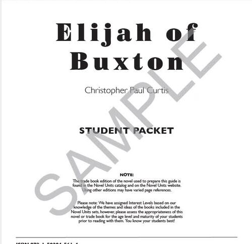 Elijah of Buxton Novel Units® Student Packet Novel Study | TPT