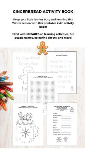 Gingerbread Activity Book Printable, Learning Pack, Puzzle Games ...