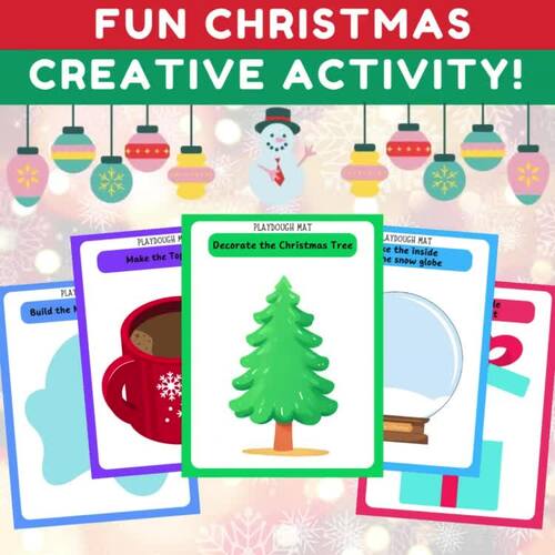 Christmas Playdough Mats Activity with Instructional Task Cards | TPT