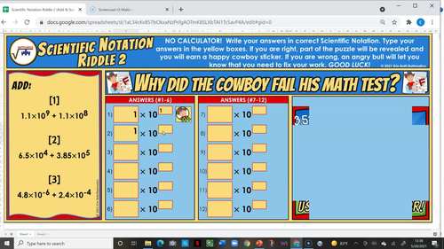 Adding & Subtracting Scientific Notation SELF-CHECKING DIGITAL RIDDLE ...