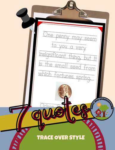 Copywork Quotes - Best Penny Quotes by Happy Hive Homeschooling | TPT