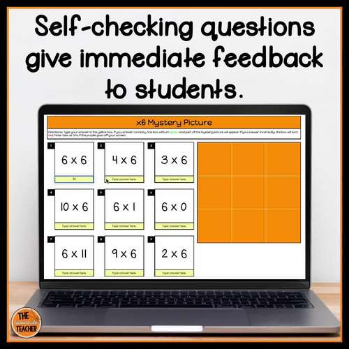 x6 Multiplication Fact Mystery Picture Digital Math Activity for 3rd Grade