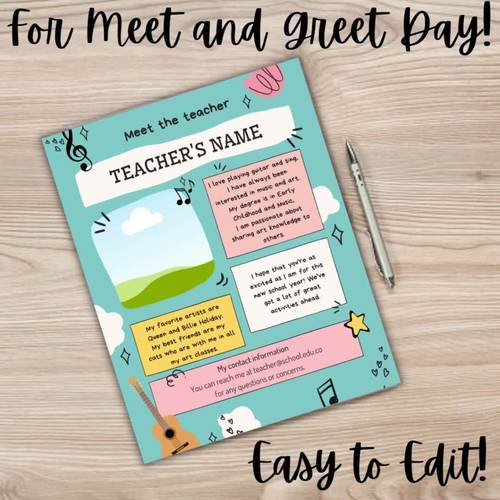 Back to School Meet the Music Teacher Newsletter Template EDITABLE