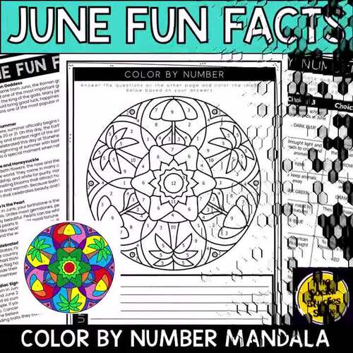 June Fun Facts Color by Number Reading Comprehension Passage | TPT
