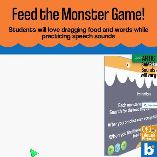 K and G Articulation Words Feed the Monster Game BOOM CARDS Task Cards