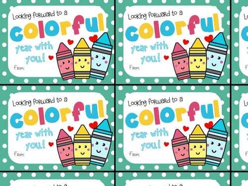 Crayon Beginning of Year (BOY) Gift Tag- Looking forward to a colorful ...