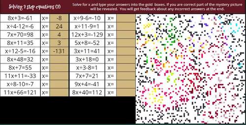 Solving 2 Step Equations Christmas Math Pixel Art Winter Activities ...
