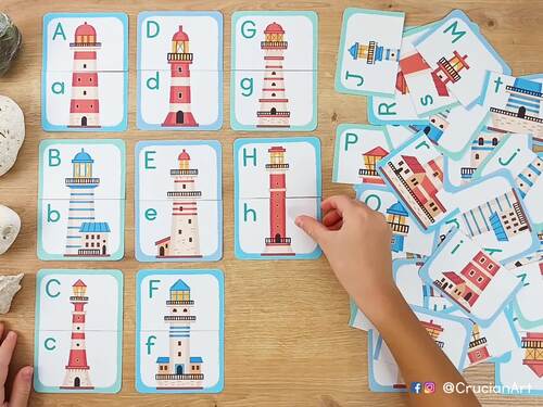 Lighthouse Alphabet Puzzle Cards | Uppercase Lowercase Letter Matching
