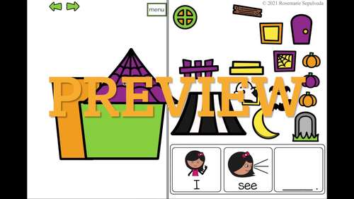 Build a Haunted House HALLOWEEN Spanish English Sentence Strips BOOM CARDS