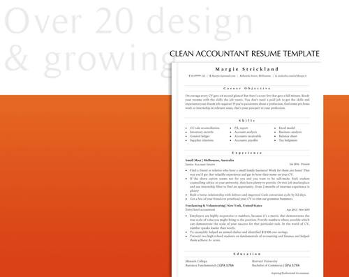Accountant Resume Template, Accountant CV Template, Cover Letter and ...