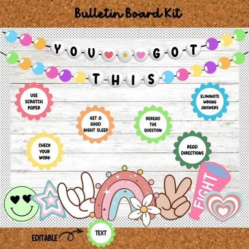 Testing Bulletin Board | Groovy Pastel Test Prep Decor | Editable ...