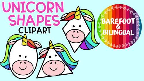 Unicorn Clipart 2D Shapes | Unicorn Math | TPT