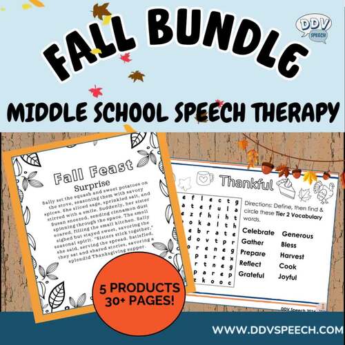 FALL speech therapy activities BUNDLE for Middle School: Articulation ...