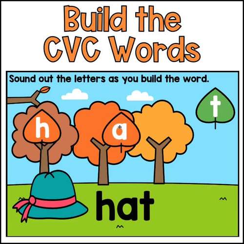 October CVC Word Builder BOOM CARDS™ | Digital NO-PREP | Distance Learning