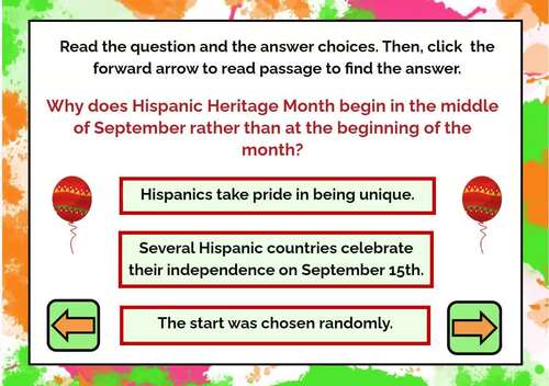 Hispanic Heritage Month Activity Scavenger Hunt BOOM Cards by CarolJ ...