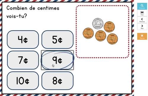 Canadian Money to 50¢ up to 50 cents French Digital Boom Cards | TPT