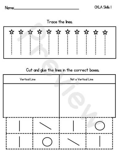 Kindergarten CKLA Skills Types of Lines Worksheets Units 1-2 | TPT