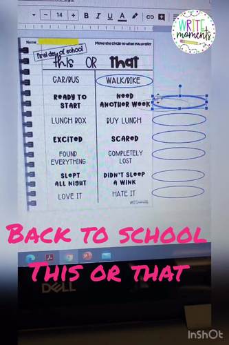 Back to School Activity-This or That BUNDLE by Write Moments | TPT