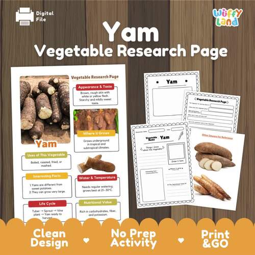 Yam Vegetable Research Project | Plant Science Activity | Tropical Foods
