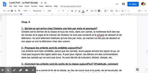 Le Petit Nicolas - Vidéo de la correction des questions du chapitre 9