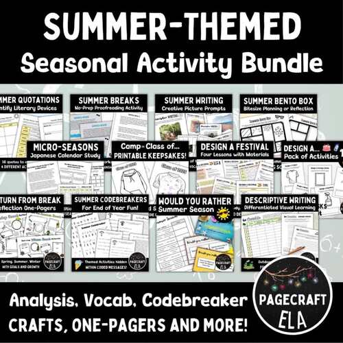 Summer ELA Bundle of Themed Writing and Skills for Middle and High School
