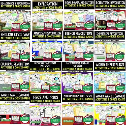 World War II (WWII) Activities, Choice Board, Print & Digital, Google