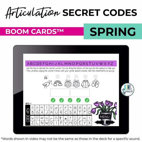 SH, CH, J Articulation Secret Codes BOOM Cards - Spring | Distance Learning