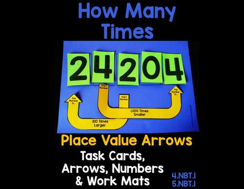 4.NBT.1 5.NBT.1 How Many Times {Arrows & Task Cards for Place Value}