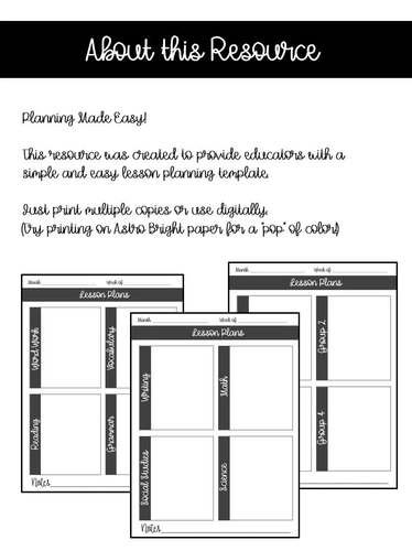 Lesson Planning Template (EDITABLE) by The Teaching Q | TpT
