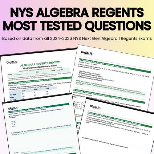 New York Algebra Regents Review | 8th-10th Grade | Frequently Tested ...