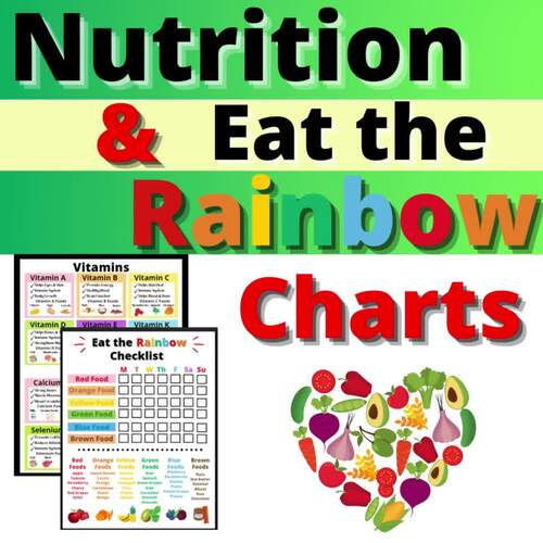 Nutrition Health Activity Eat the Rainbow Chart Foods Fruits Vegetables ...