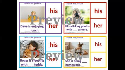 Pronouns - HIS or HER - Clip Task cards with real images | TPT
