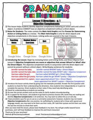 Objective Complements - English Grammar Lesson 11 - Print & Digital