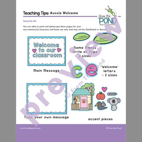 Australian Classroom Welcome Display by From the Pond | TPT