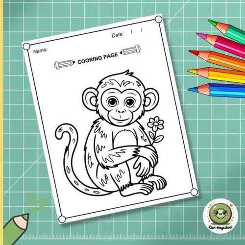 Monkey Body Parts Activity Pack – Jungle Labeling, Coloring & Word Search