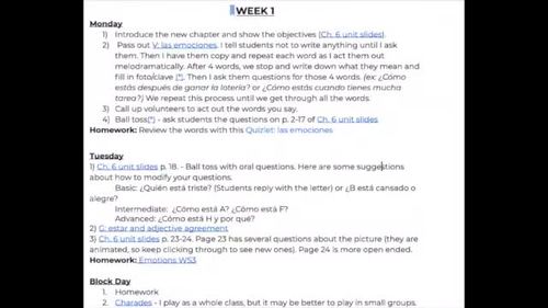 Lesson Plans for Middle School Spanish Así se dice chapters 4-6, & 11 ...